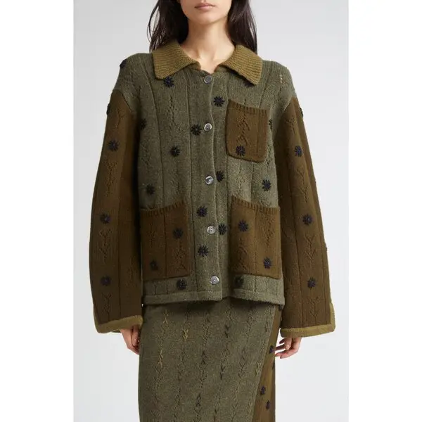YANYAN Daisy Colorblock Lambswool Work Jacket