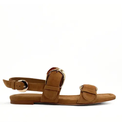 AMIE RAFA Tori Buckled Suede Sandals