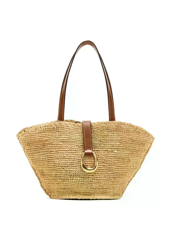 Staud Leather-trimmed Raffia Tote Bag