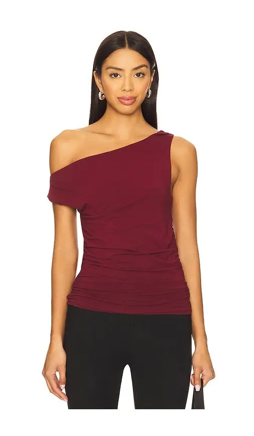 BOBI Twist Off The Shoulder Top - Dark Port