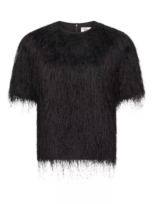 Loulou De Saison Zaro Fringed Short-sleeve T-shirt - Black