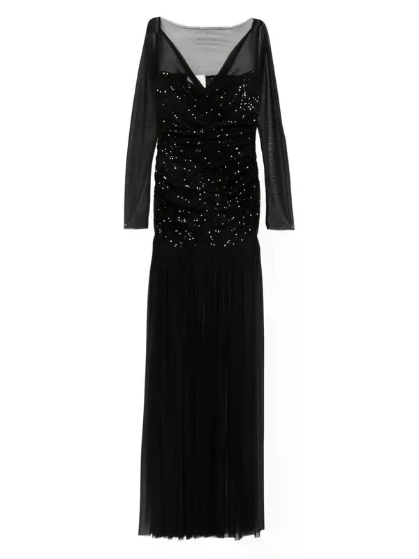 ATU BODY COUTURE Sequin-embellished Mesh Maxi Dress - Black