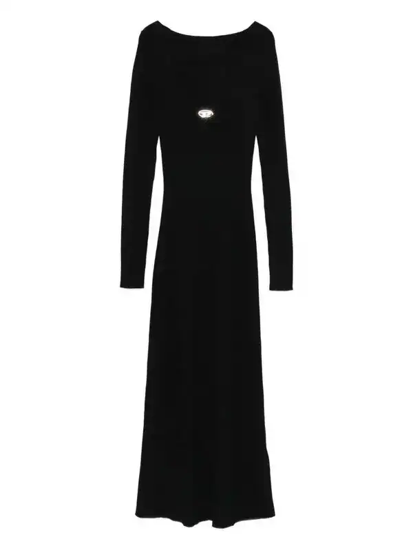 Diesel Logo-Embellished Long-Sleeve Midi Dress - Black | Editorialist