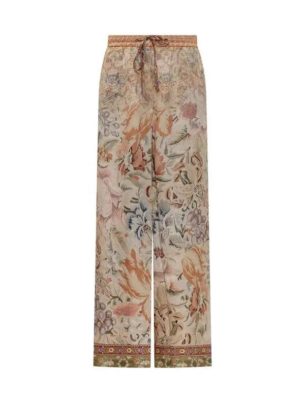 PIERRE-LOUIS MASCIA Silk Tapestry-style Wide Leg Pants - Multicolor