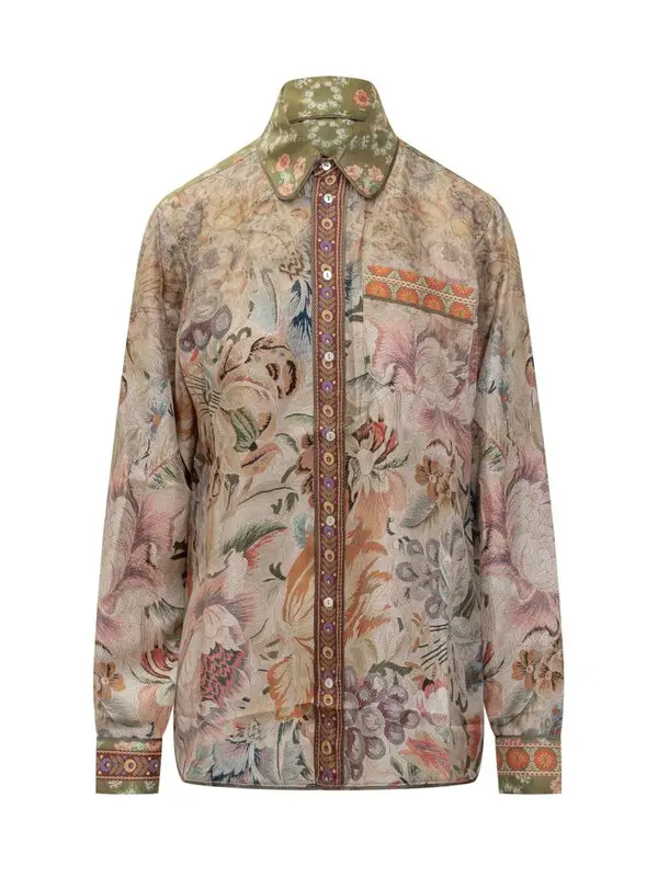 PIERRE-LOUIS MASCIA Tapestry Style Silk Shirt - Multicolor