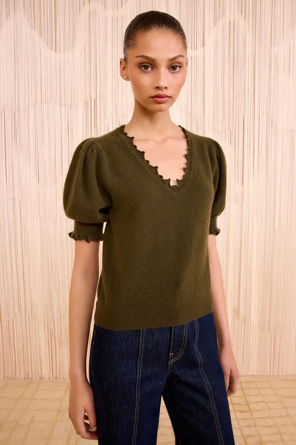 Ulla Johnson Polline Short Sleeve Top - Hunter
