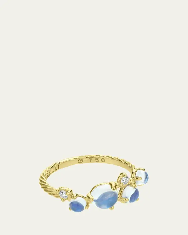 Paul Morelli 18k Yellow Gold Diamond And Moonstone Bubble Ring