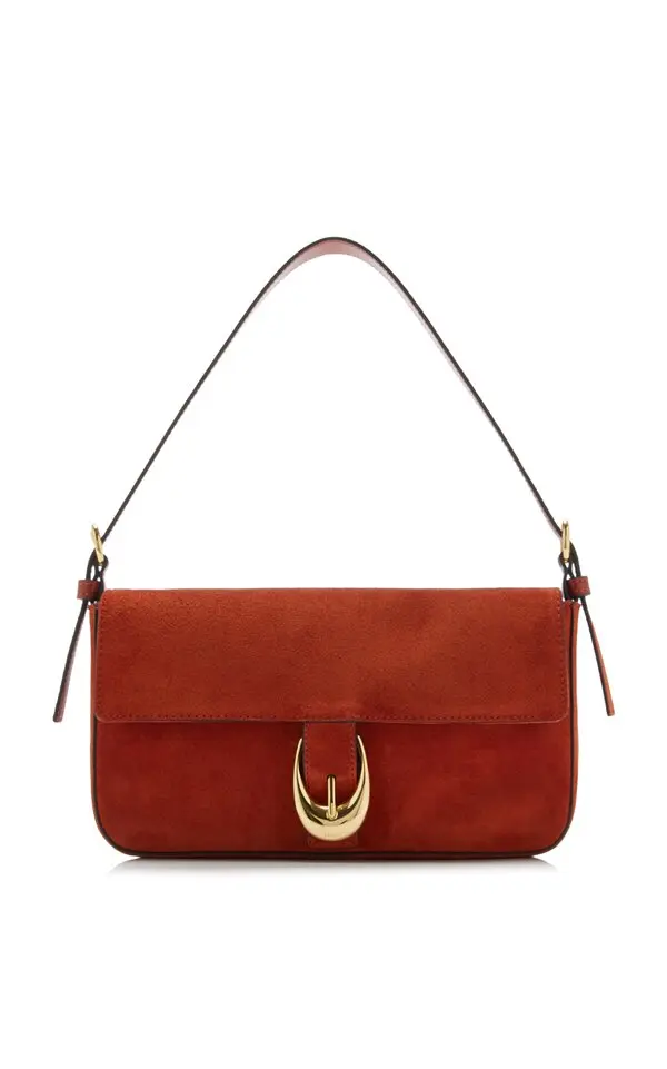 Staud Harlow Suede Shoulder Bag - Orange