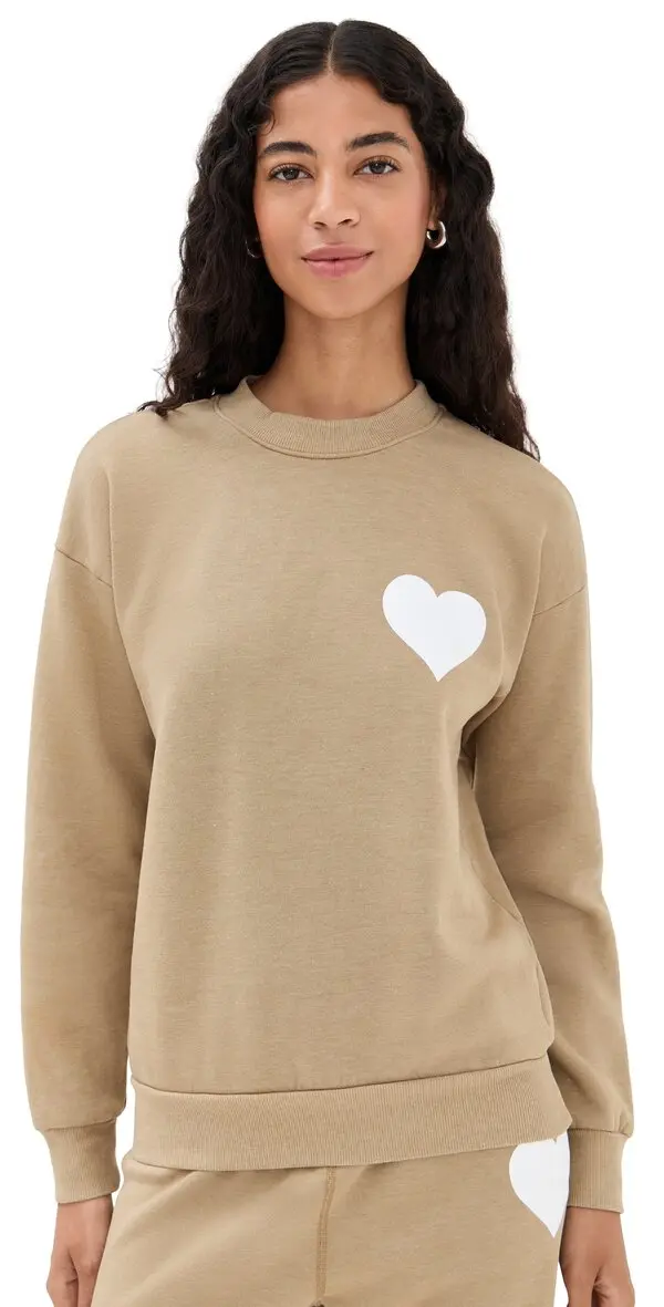 Sprwmn Graphic Heart Fleece Sweatshirt