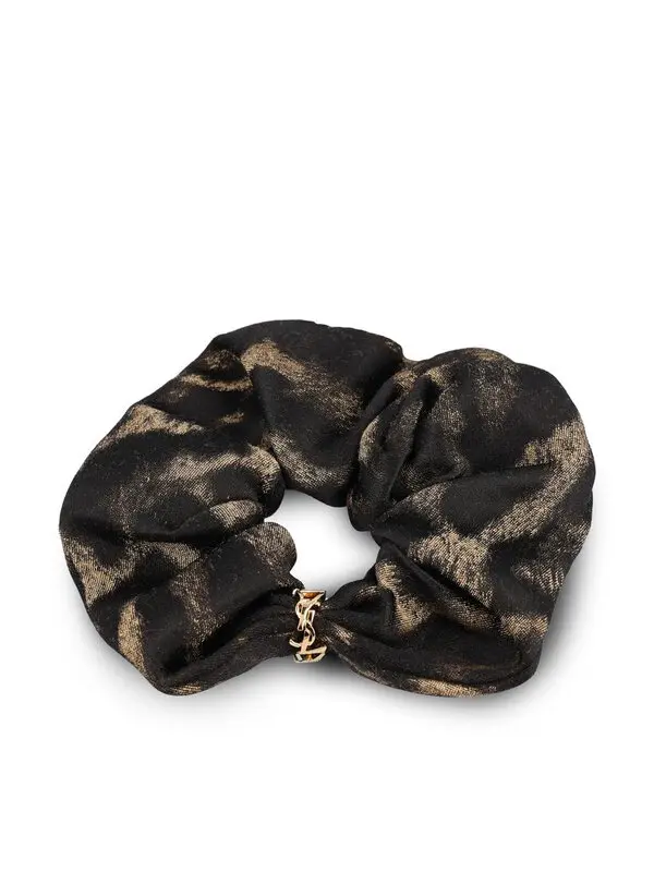 Saint Laurent Silk And Cashmere Jacquard Scrunchie - Beige/gold