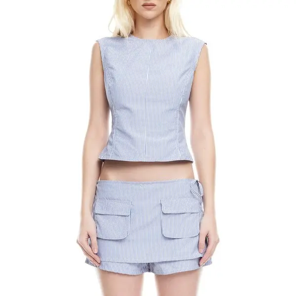 Lioness Countryside Stripe Open Back Top - Blue Stripe