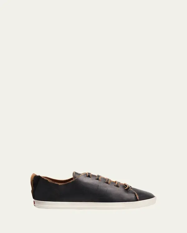 Prada Distressed Low-top Leather Sneakers - Blkbrw