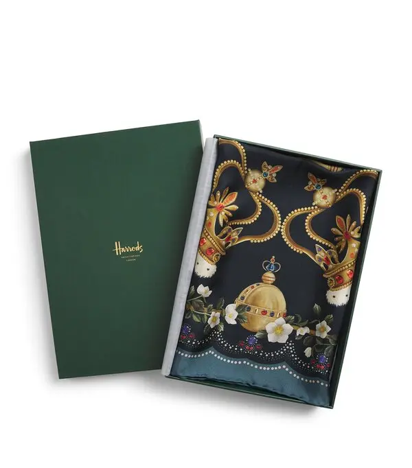 Harrods Silk Regal Print Square Scarf