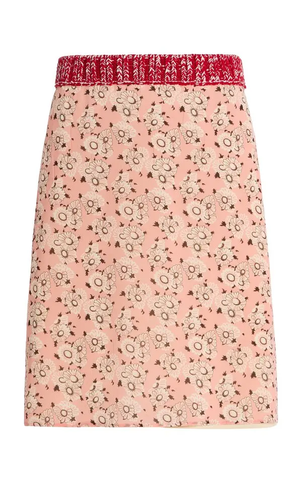 Prada Floral Georgette Midi Skirt
