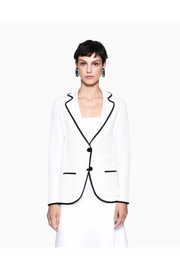 Giorgio Armani Single-breasted Silk Jersey Jacket - White