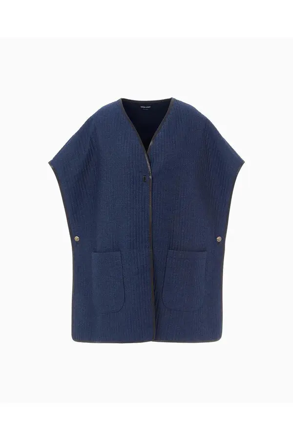 Giorgio Armani Viscose, Cotton And Silk Cape With Leather Trim