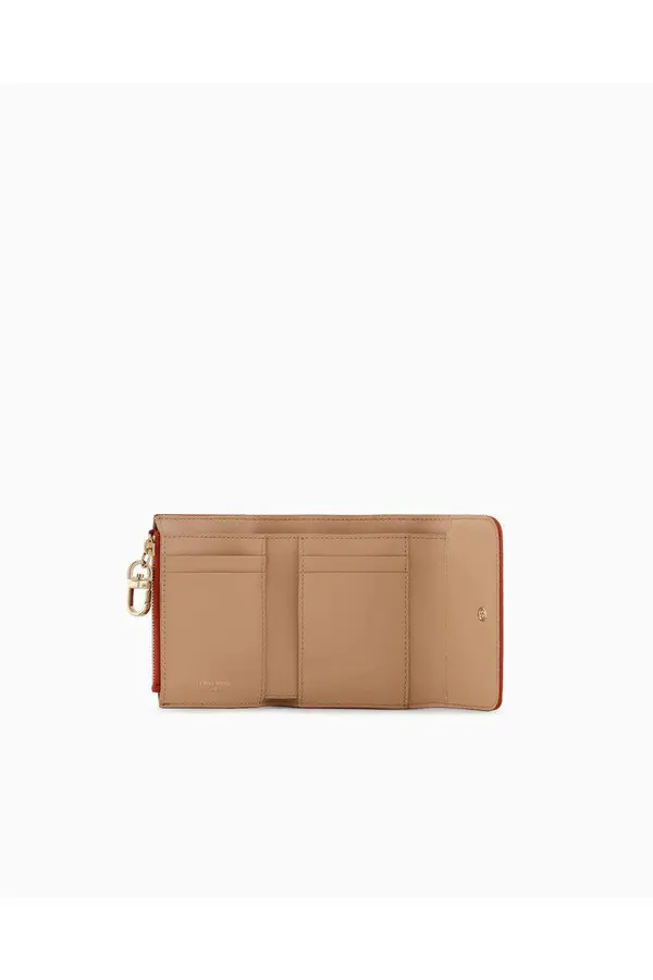 Giorgio Armani Leather Trifold Wallet - Orange