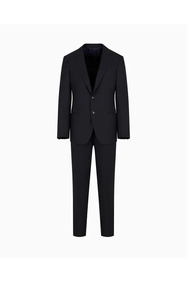 Giorgio Armani Manhattan Line Virgin-wool Single-breasted Suit - Blue