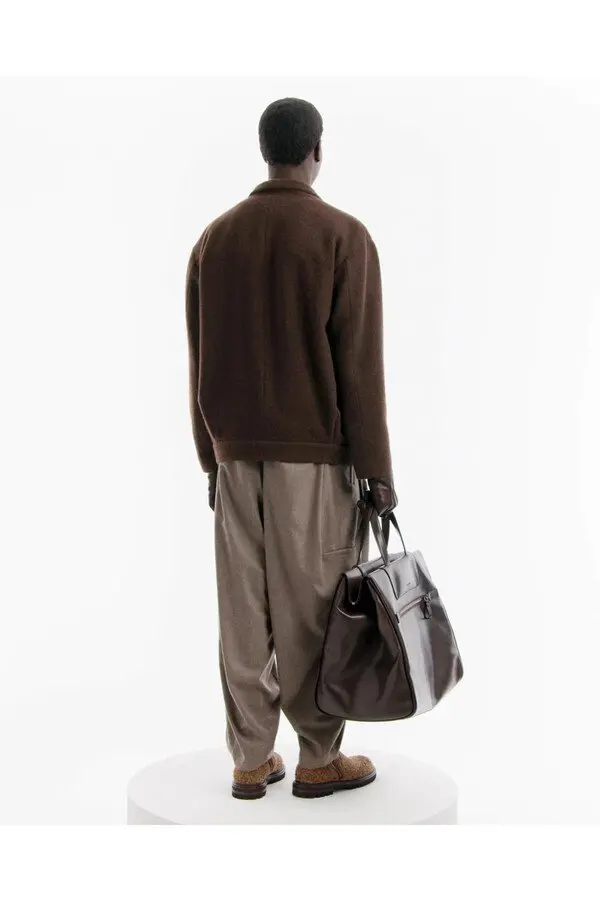 Giorgio Armani Geometric V-neck Cashmere-blend Sweater - Natural