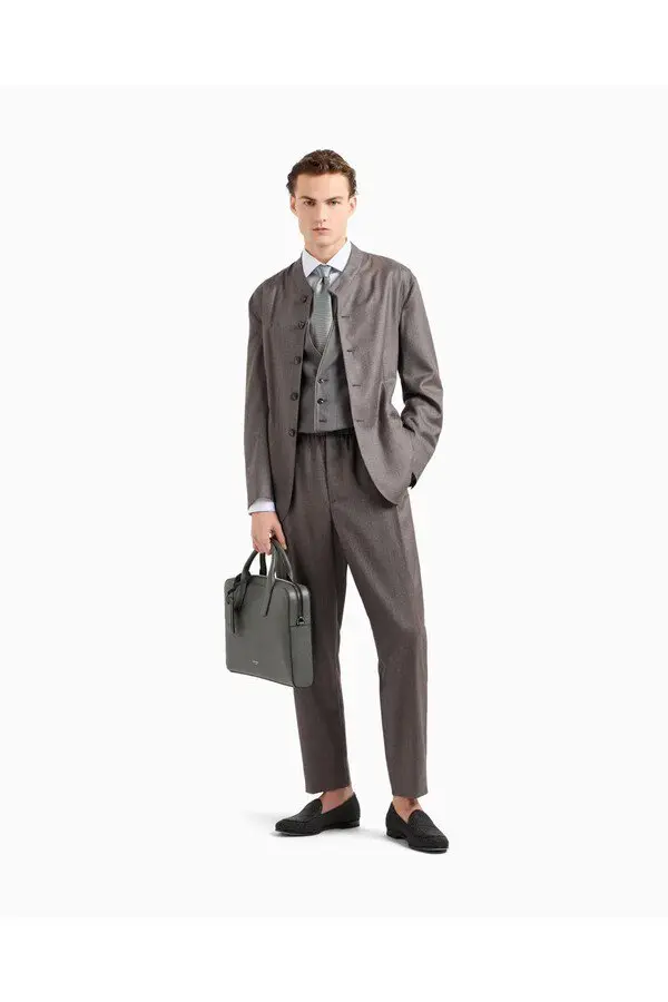 Giorgio Armani Single-breasted Virgin Wool And Cashmere Waistcoat - Natural