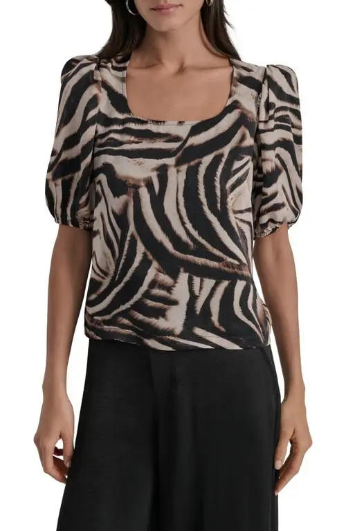 Dkny Zebra-print Cold-shoulder Top