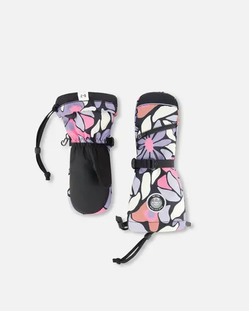 DEUX PAR DEUX Teknik Retro Flower Mittens - Black