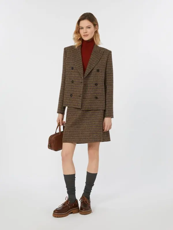 Max Mara Prince Of Wales Wool Short Skirt