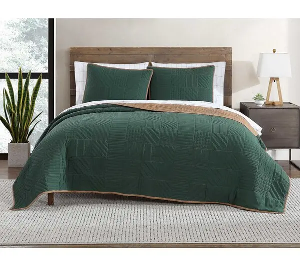 Eddie Bauer Solid Washed Evergreen-brown Twin Q Uilt Sham Set