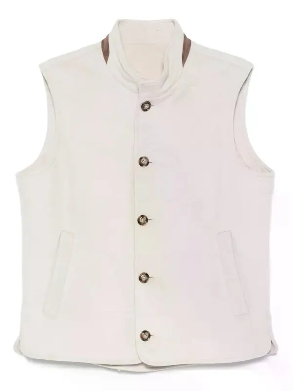 BARBA NAPOLI Wool High-neck Gilet - Neutrals