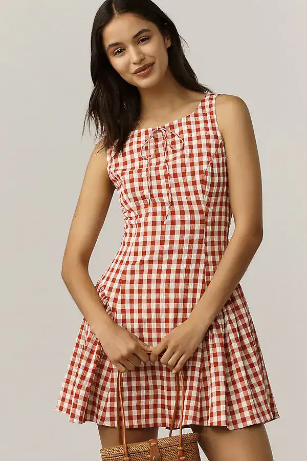 red gingham mini dress Maisie Red Gingham Strapless Mini Dress - US 10 main image 0