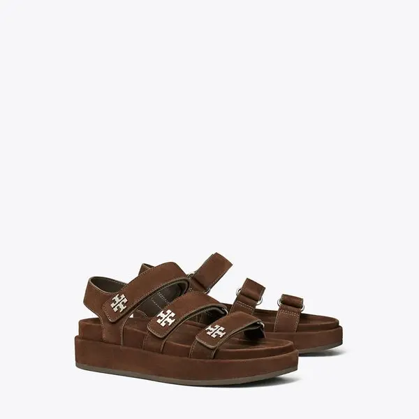Tory Burch Kira Sport Sandal - Dark Cocoa/silver