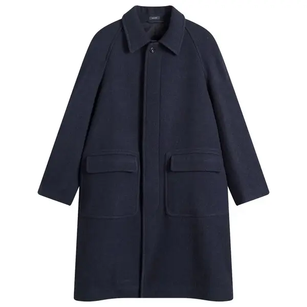 DRAKE'S Raglan Virgin Wool Coat - Navy