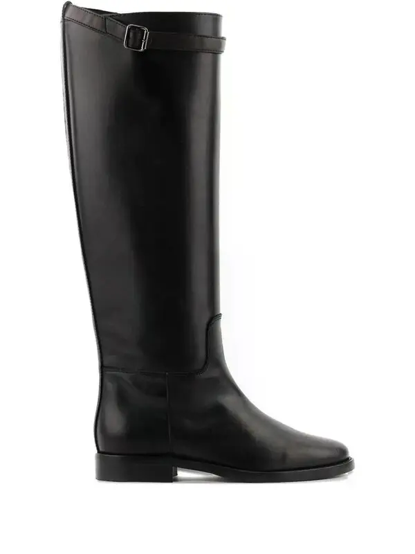 PAUL WARMER Buckle-strap Leather Boots - Black