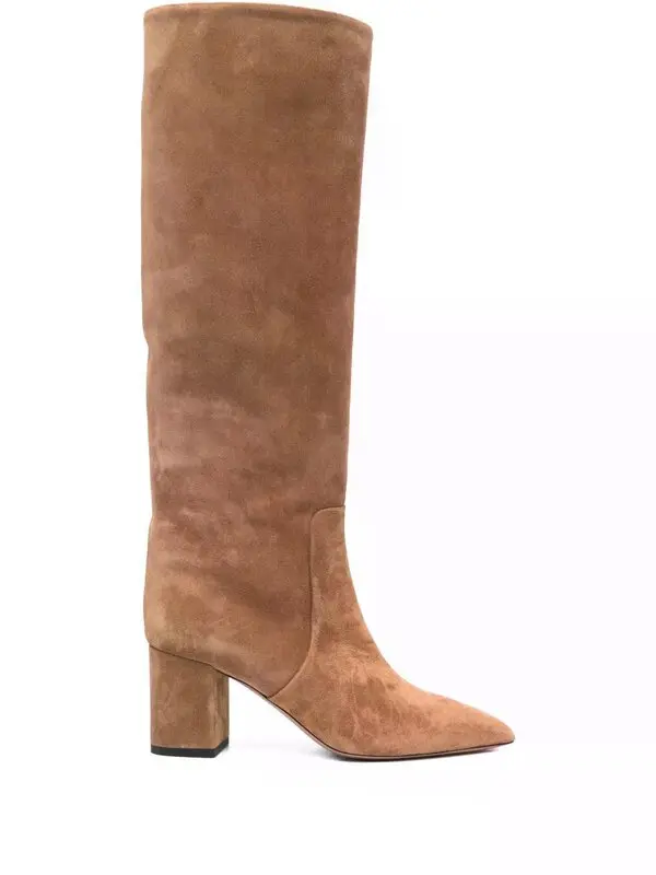 Paris Texas 70mm Calf Suede Block Heel Boots