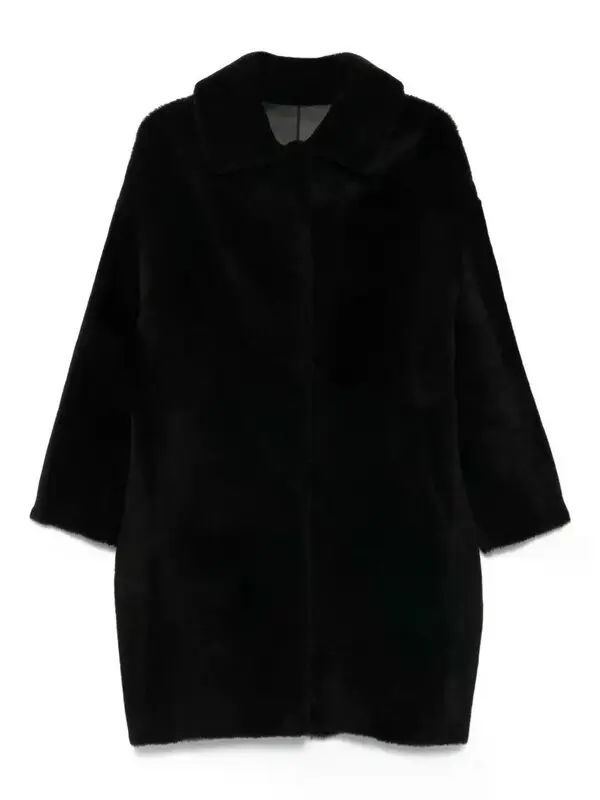 MANZONI 24 Shearling Collared Coat - Black