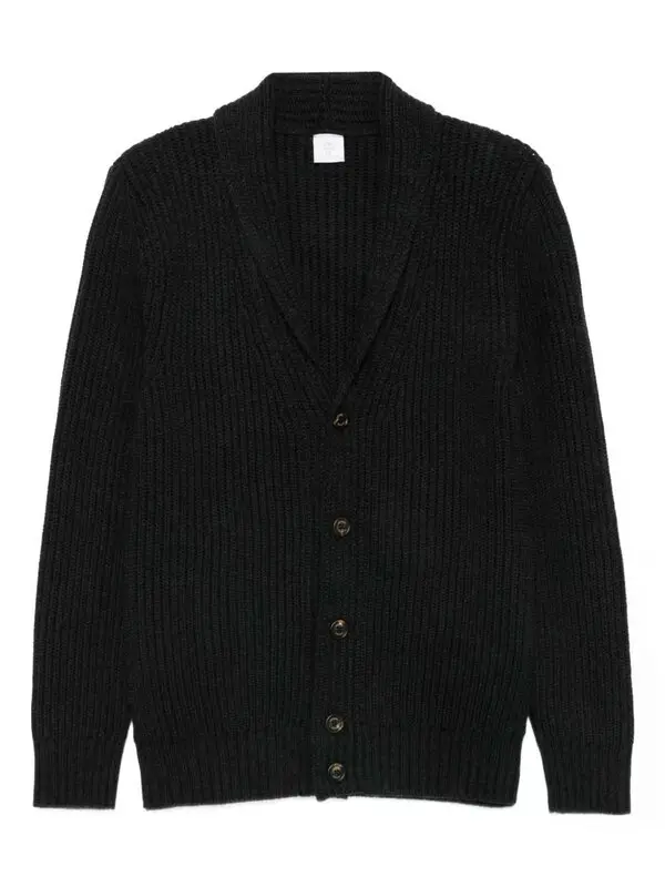 Eleventy Ribbed Shawl-collar Cardigan - Grey