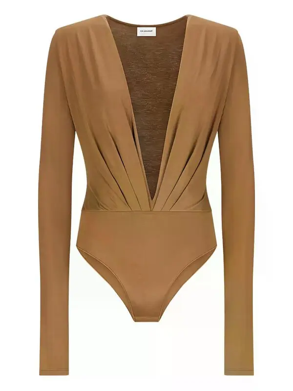 Andamane Zelda Plunging-neckline Bodysuit - Brown