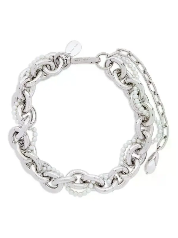 Simone Rocha Chain Pearl Choker Necklace - Silver