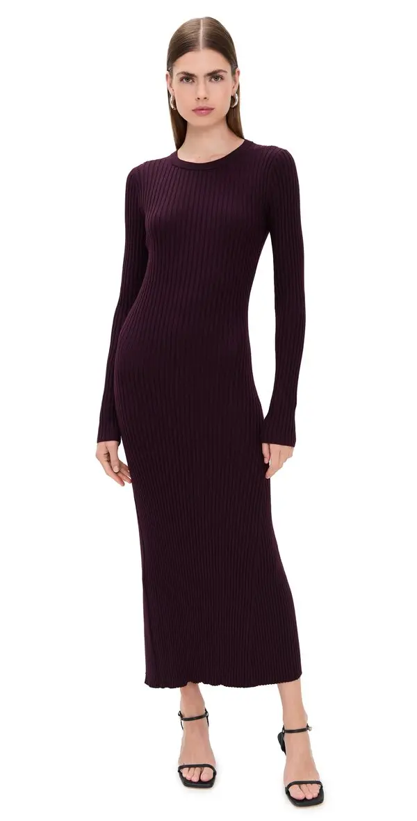Helmut Lang Open Back Ribbed Midi Dress - Eggplant