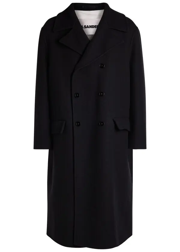 JIL SANDER Double-breasted Wool Coat - Black