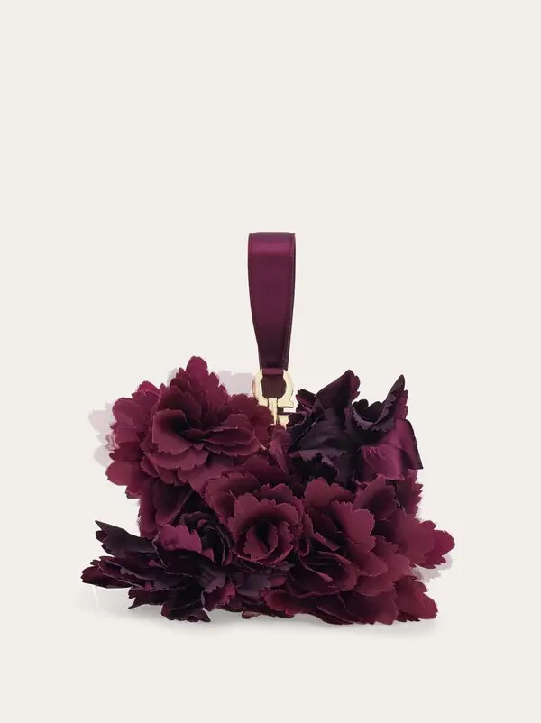 FERRAGAMO Mini Clutch With Floral Appliqu - Violet