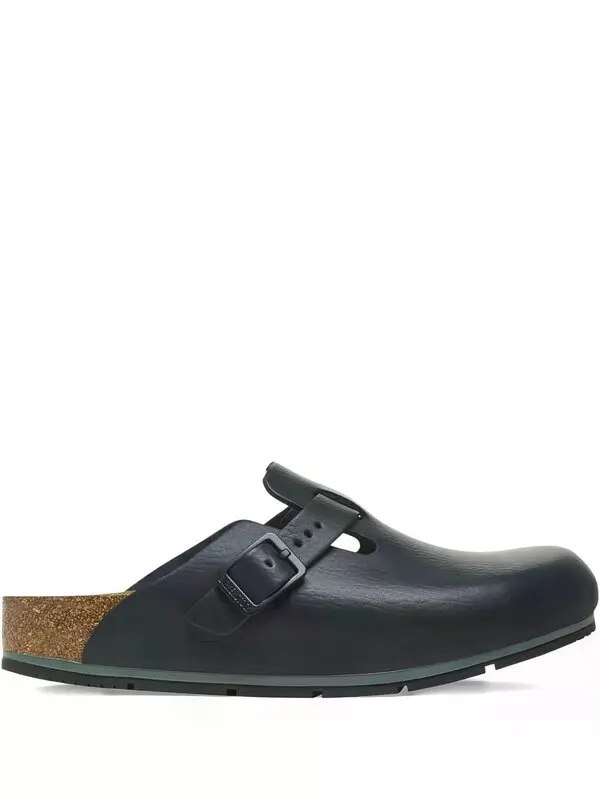 BIRKENSTOCK Buckle Leather Slippers - Black