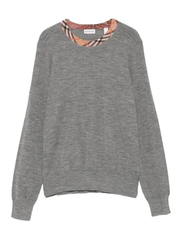 Burberry Checked Crew Neck Pullover
