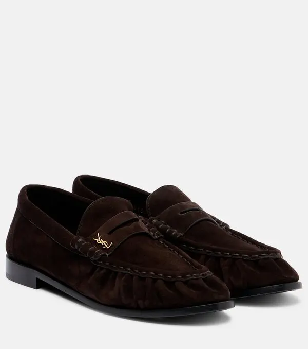 Saint Laurent Le Loafer Cassandre Suede Penny Loafers