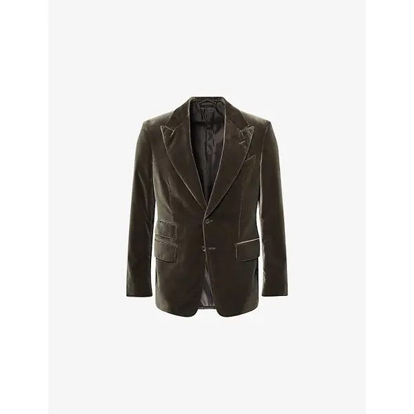 TOM FORD Shelton Notched-lapels Velvet Jacket - Grey.