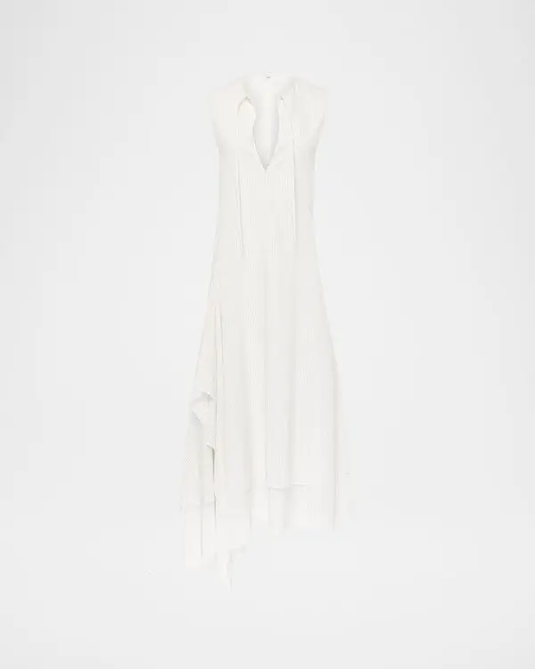 JW Anderson Striped Double Layer Sleeveless Dress - Off White/grey