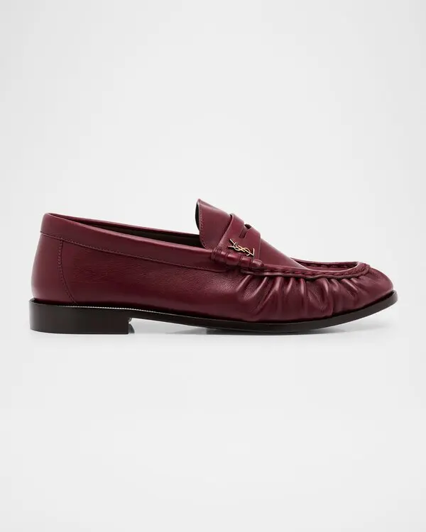Saint Laurent Leather Penny Loafers - Bordeaux