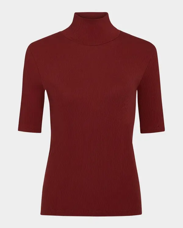 Vince Ribbed Elbow-sleeve Turtleneck Top - Siena