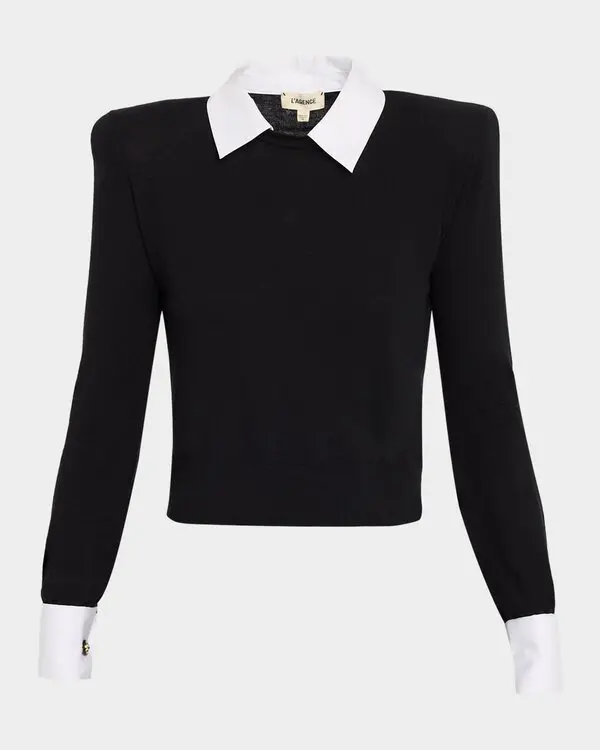 L'Agence April Poplin Collar Pullover Top