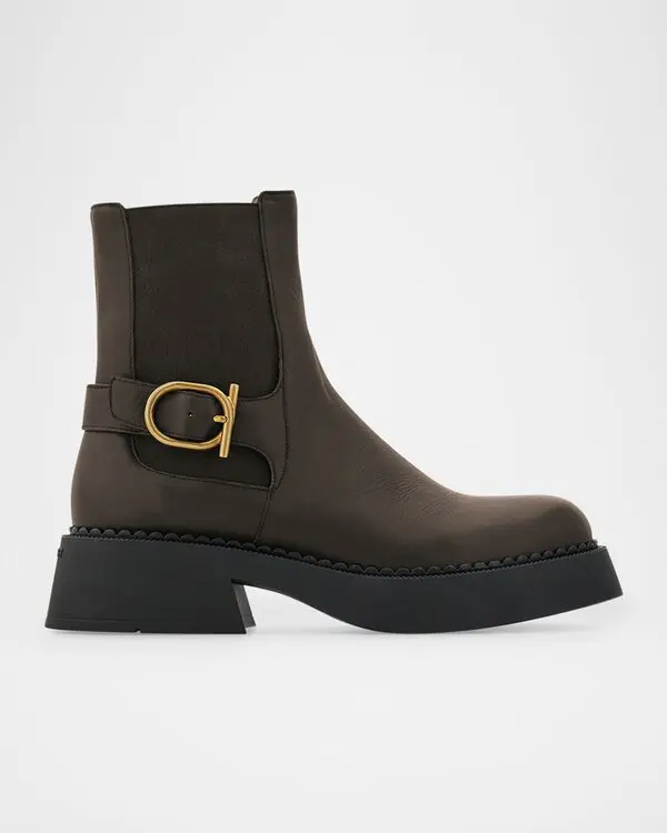 FERRAGAMO Leather Ankle Booties